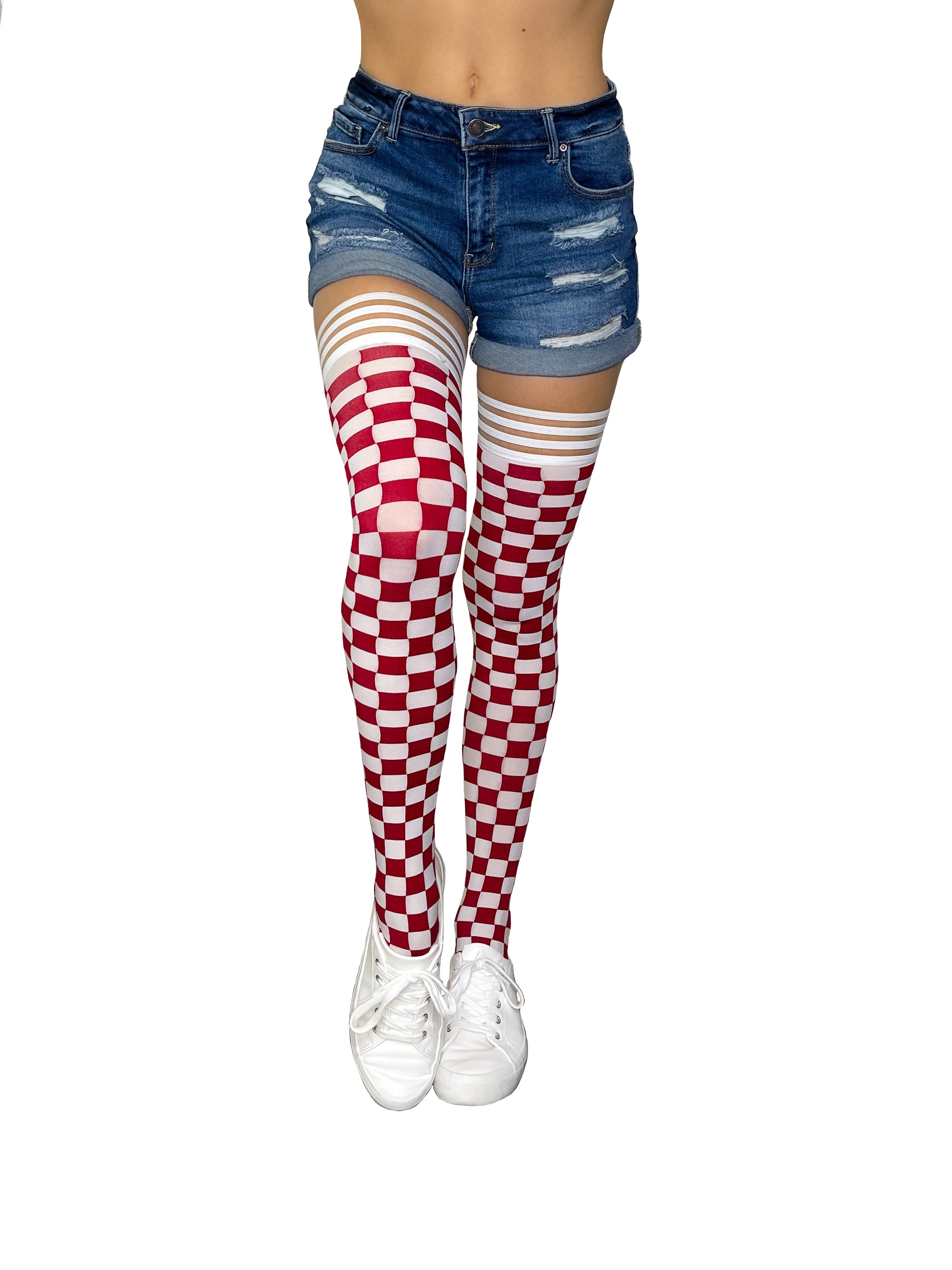 Game Day! - Crimson / Burgundy / Cardinal Shade & White Thigh-Highs ...